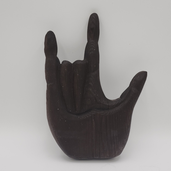 Accents | Rare Carved Natural Wood Asl I Love You Sign Wall Decor ...